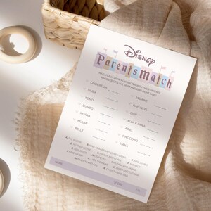Printable Disney Parents Match, Babyland Baby Shower Games, Disneyland ...