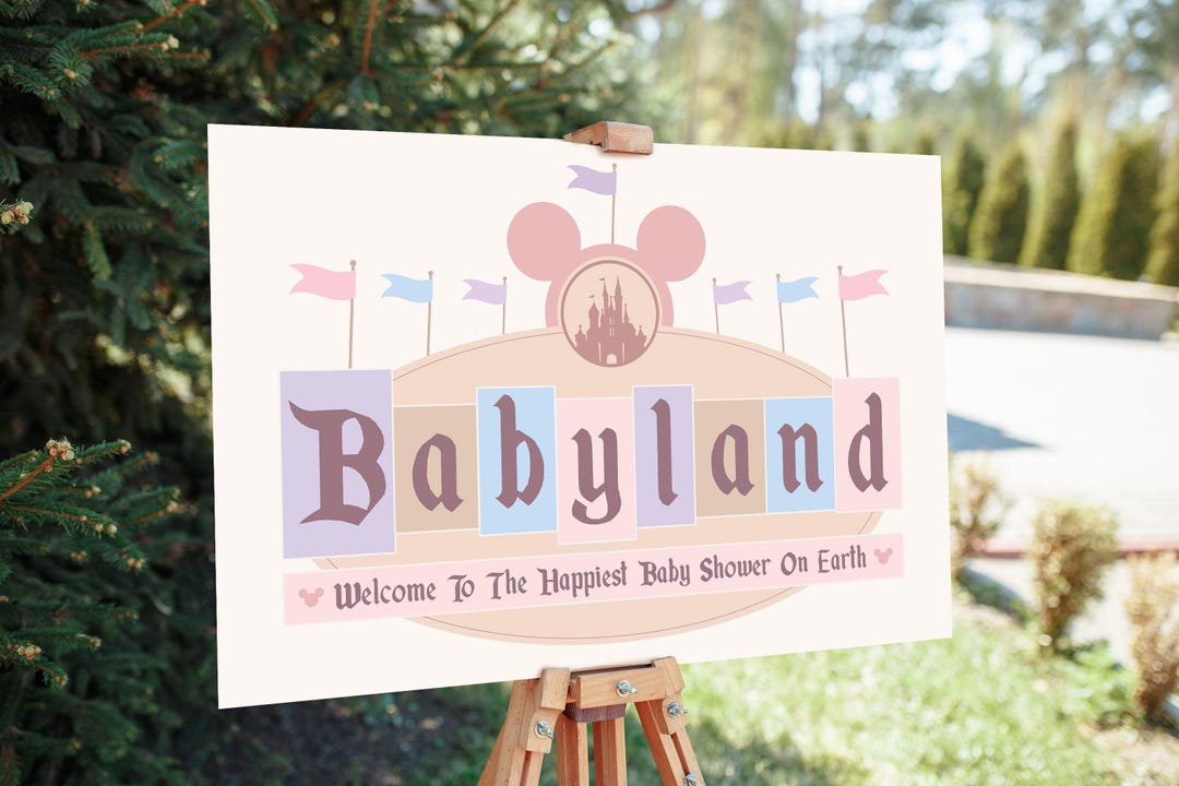 Babyland Baby Shower Party Welcome Sign, Disneyland Party Decoration ...
