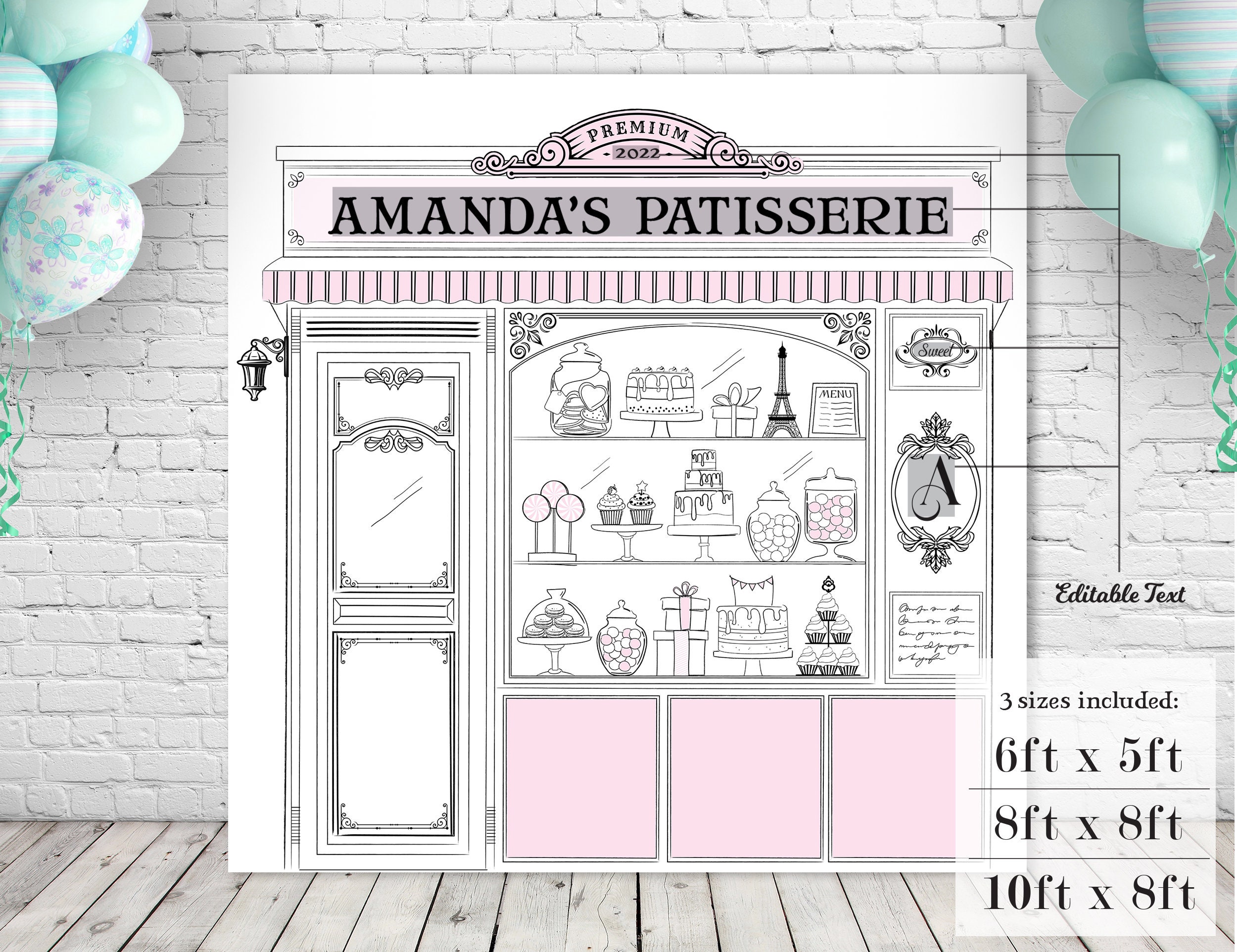 Printable Patisserie Party Backdrop, Bake Shop Backdrop, Parisian Cafe ...