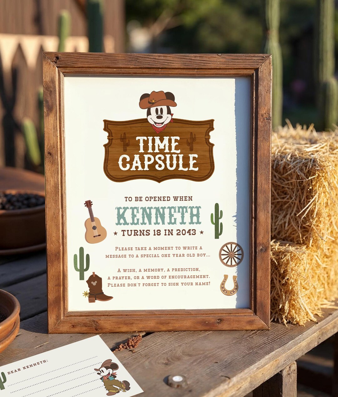 Printable Mickey Rodeo Birthday Time Capsule Sign and Card, Mickey ...