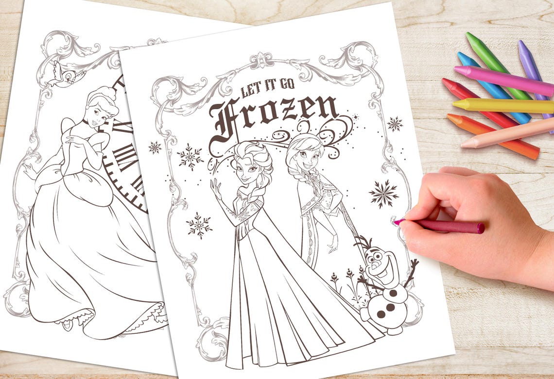 Printable Princess Coloring Pages, Disneyland Party Activity ...