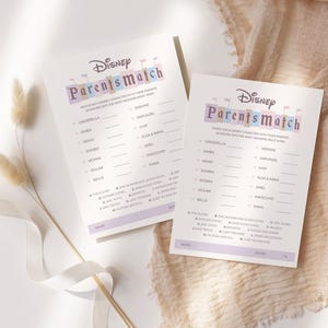 Printable Disney Parents Match, Babyland Baby Shower Games, Disneyland ...
