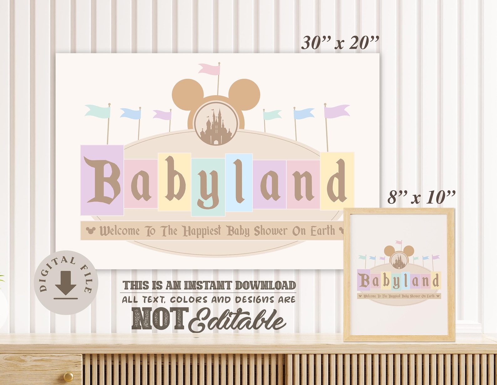 Babyland Baby Shower Party Welcome Sign, Disneyland Party Decoration ...