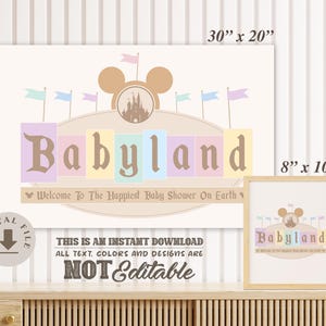 Babyland Baby Shower Party Welcome Sign, Disneyland Party Decoration ...
