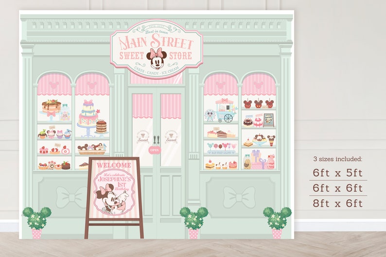 Editable Minnie Sweet Store Backdrop Main Street Candy Shop - Etsy
