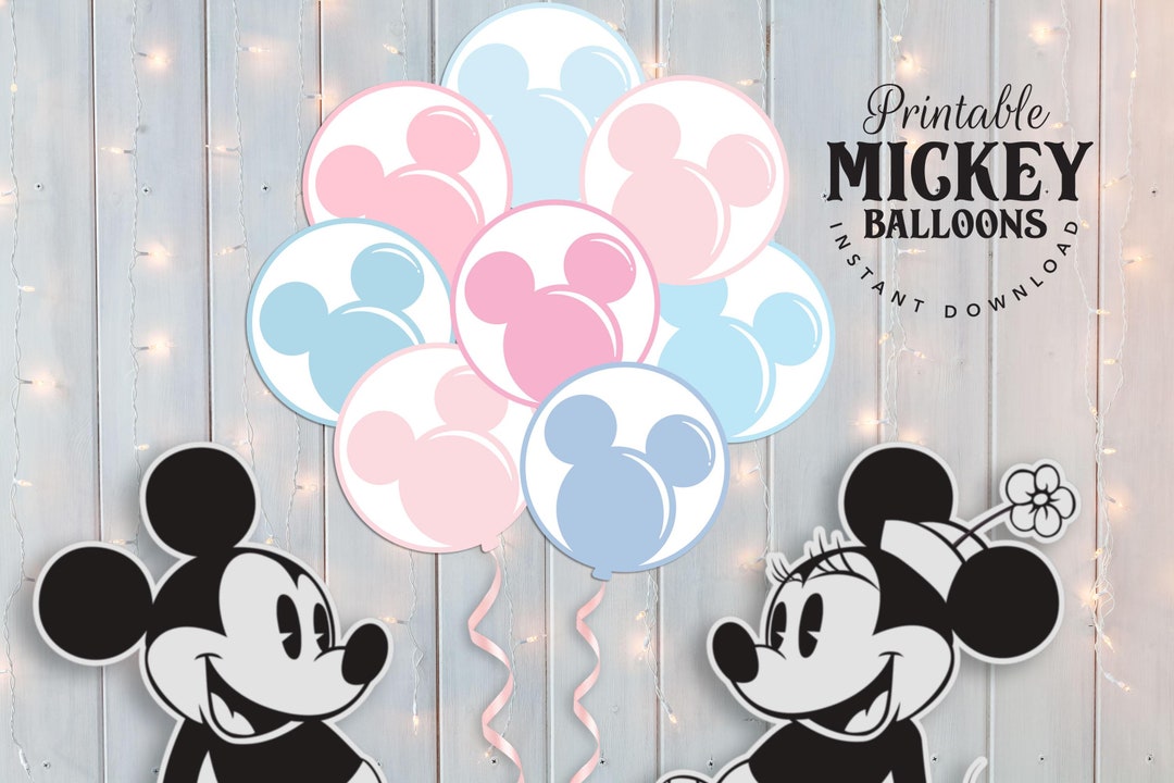 Printable Pastel Mickey Balloons, Disneyland Baby Shower Stand up Prop ...