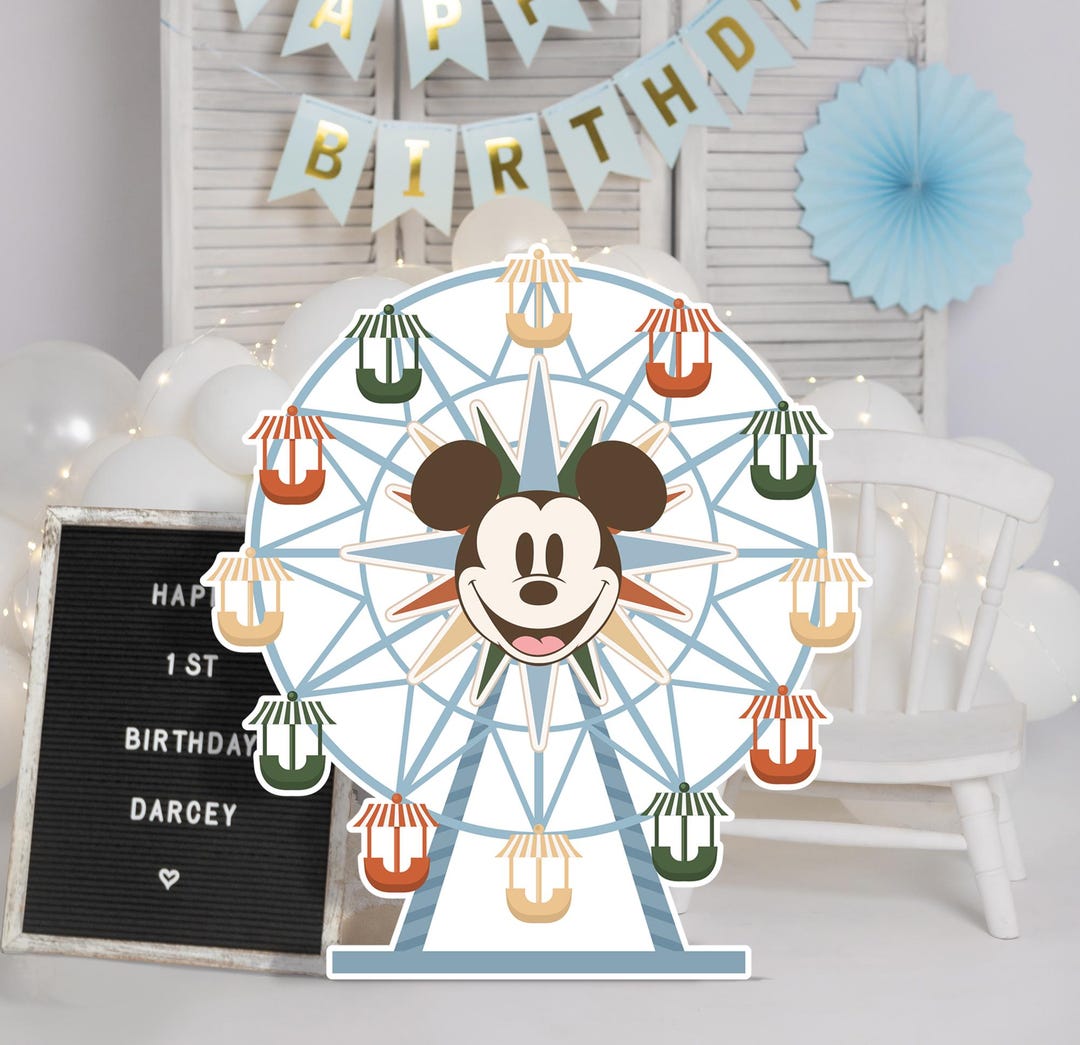 Printable Mickey Ferris Wheel Cutout, Disneyland Birthday Party Stand ...