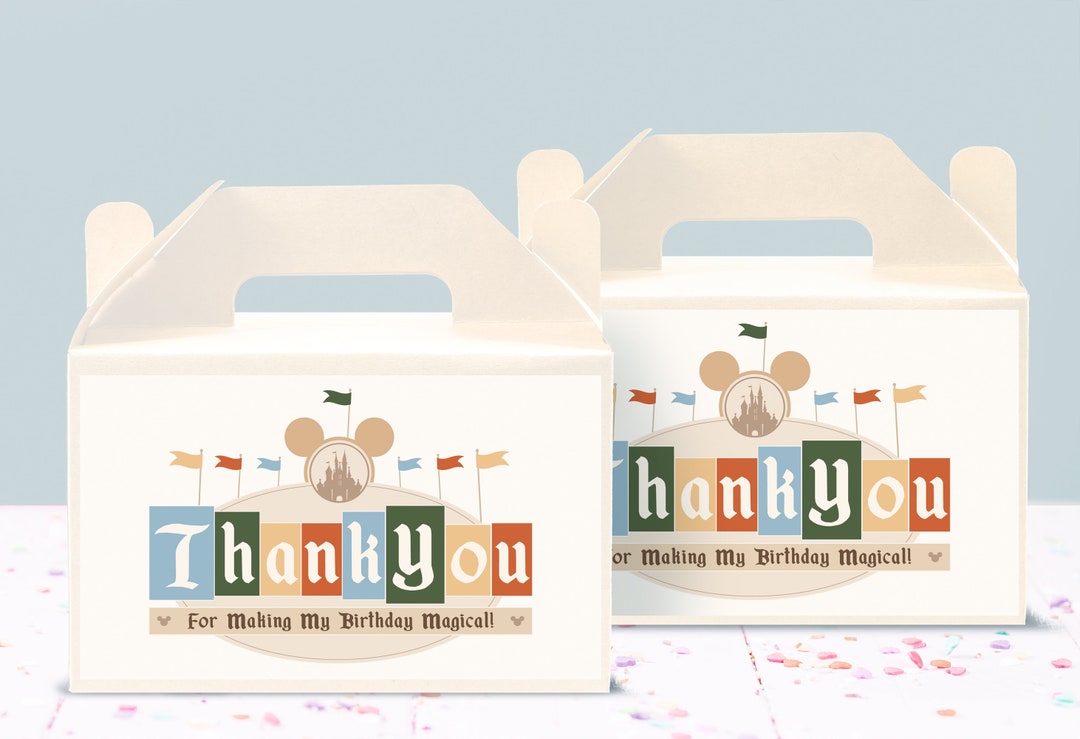 Printable Happiest Birthday Gable Box Label, Disneyland Favor Box Label ...