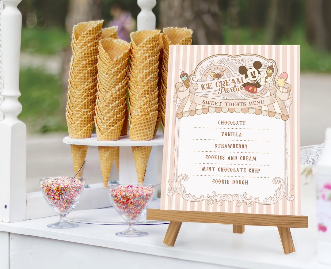 Printable Mickey Customize Ice Cream Menu, Mickey Birthday, Disneyland ...