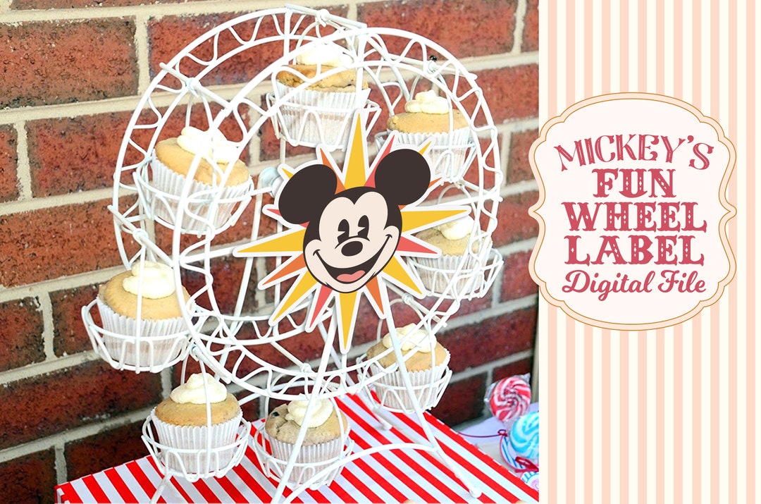 Printable Classic Mickey's Fun Wheel Label, Mickey Birthday, Disneyland ...