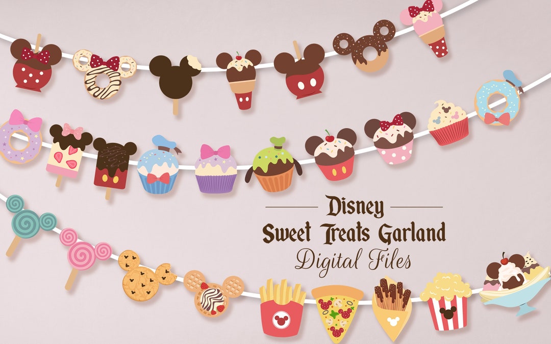 Printable Mickey Treats Garland, Mickey Birthday Banner, Disneyland ...
