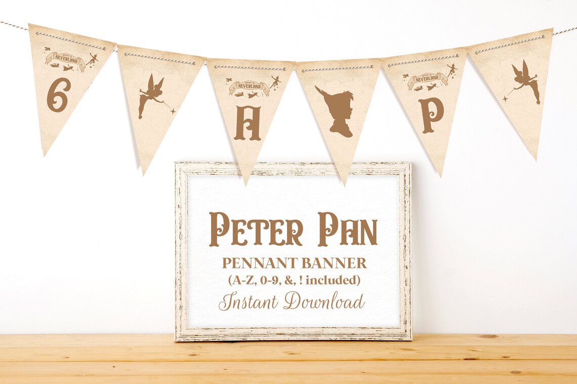 Peter Pan Pennant Banner, Never Grow up Banner, Peter Pan Birthday ...