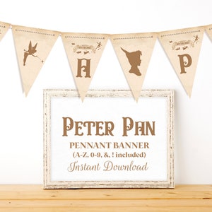 Peter Pan Pennant Banner, Never Grow up Banner, Peter Pan Birthday ...
