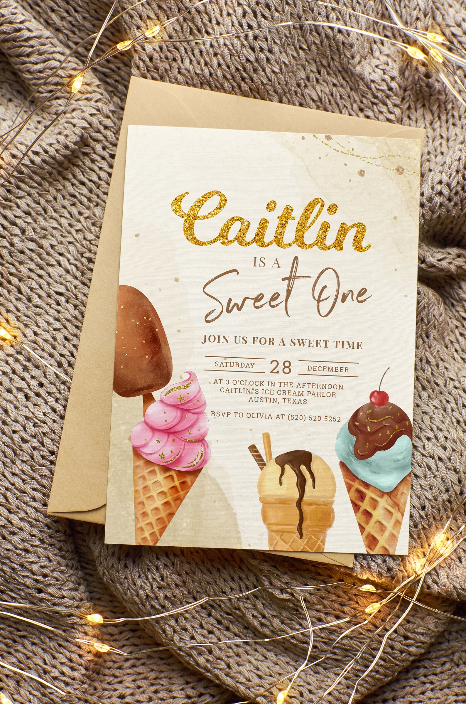 Ice Cream Birthday Invitation, Ice Cream Party, Birthday Party ...