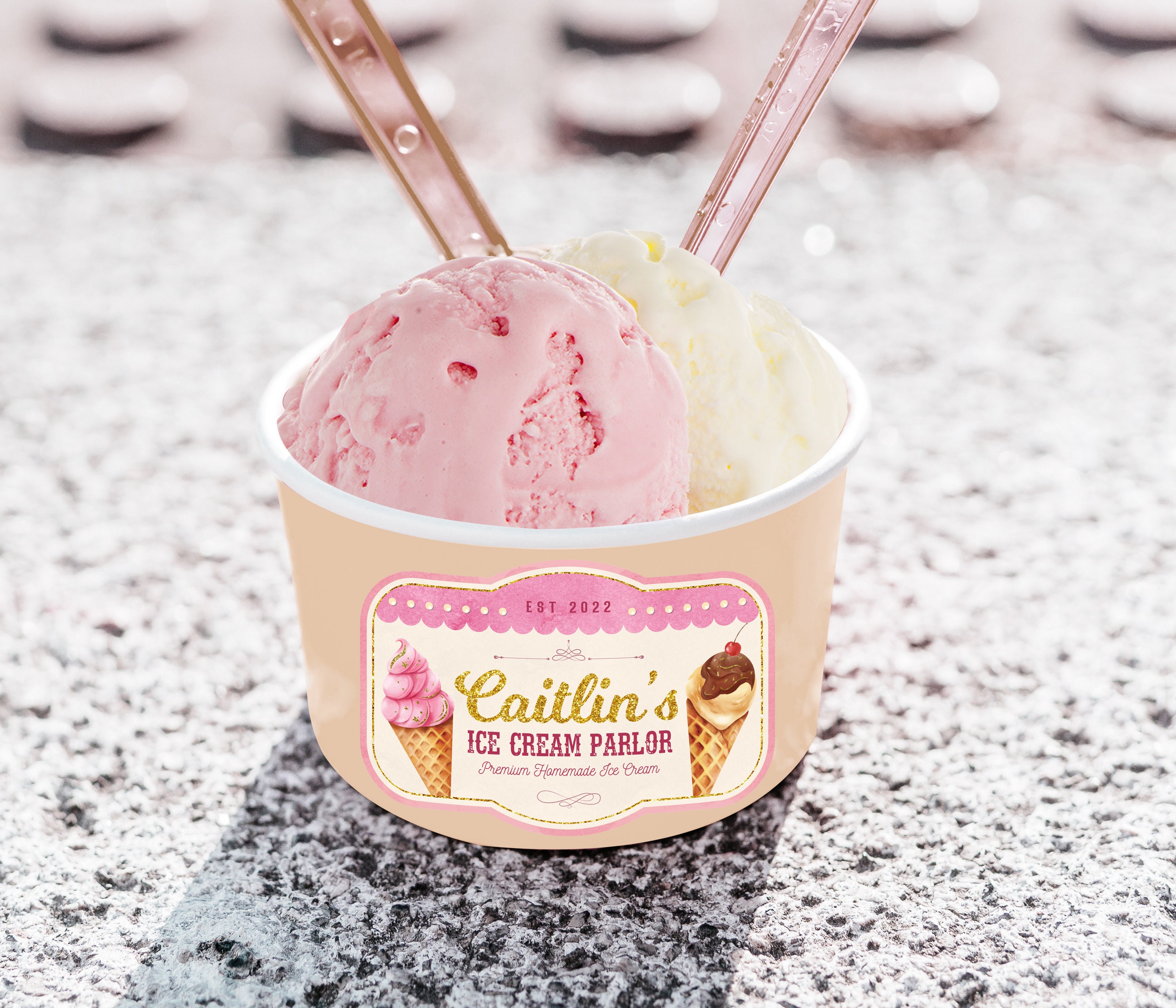 Printable Ice Cream Parlor Sticker Ice Cream Tub Label - Etsy