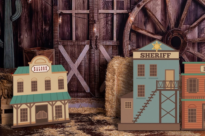 Printable Wild West Town Cutout, Rodeo Birthday Party Stand up Prop ...