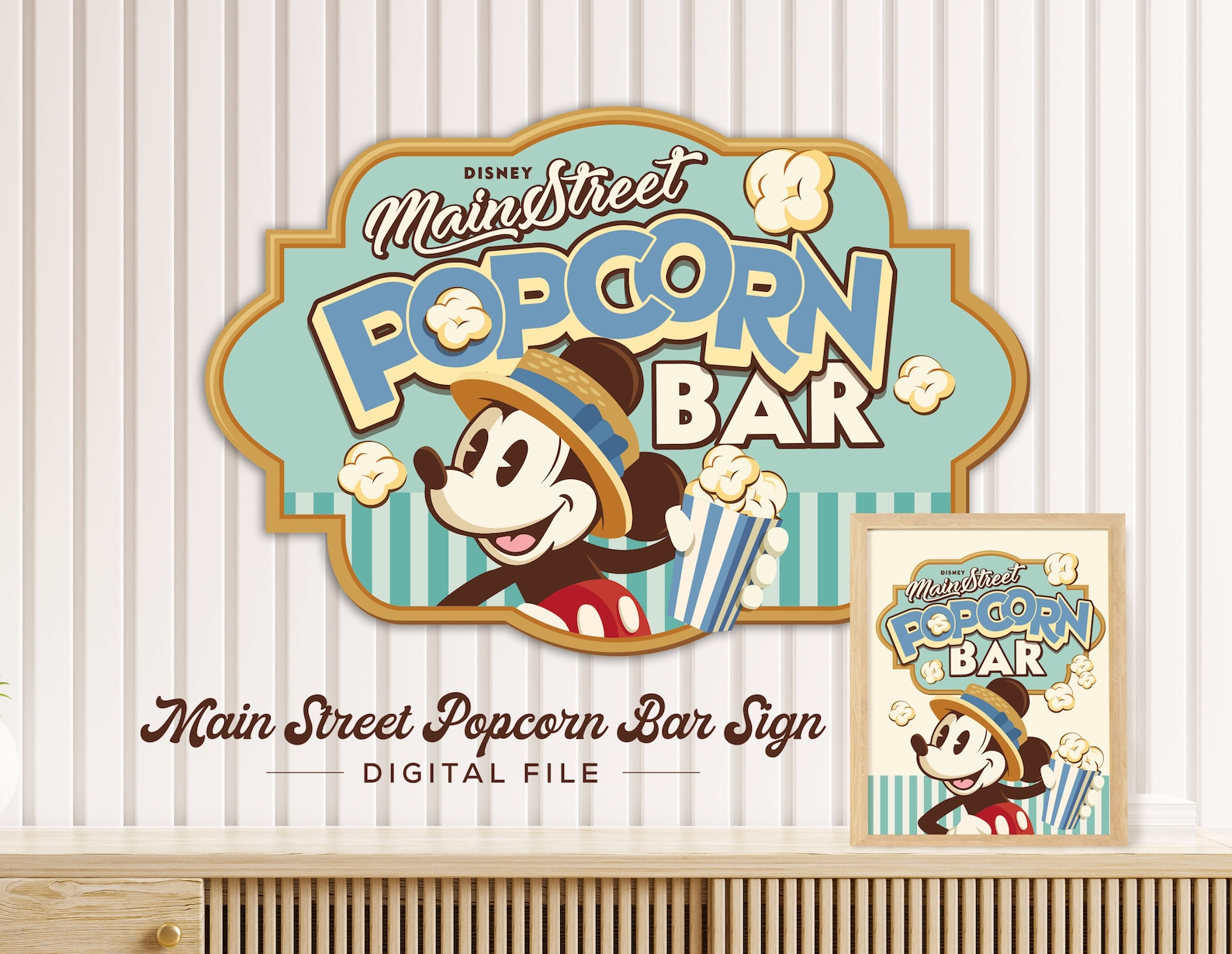 Mickey Popcorn Bar Sign, Main Street Popcorn, Mickey Birthday ...