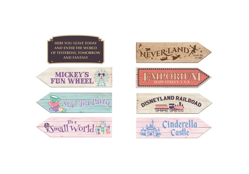 Disneyland Party Directional Sign Mickey Birthday Princess - Etsy