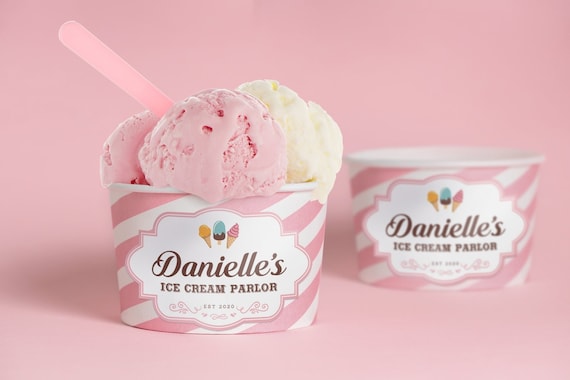 Printable Ice Cream Parlor Sticker Ice Cream Tub Label - Etsy