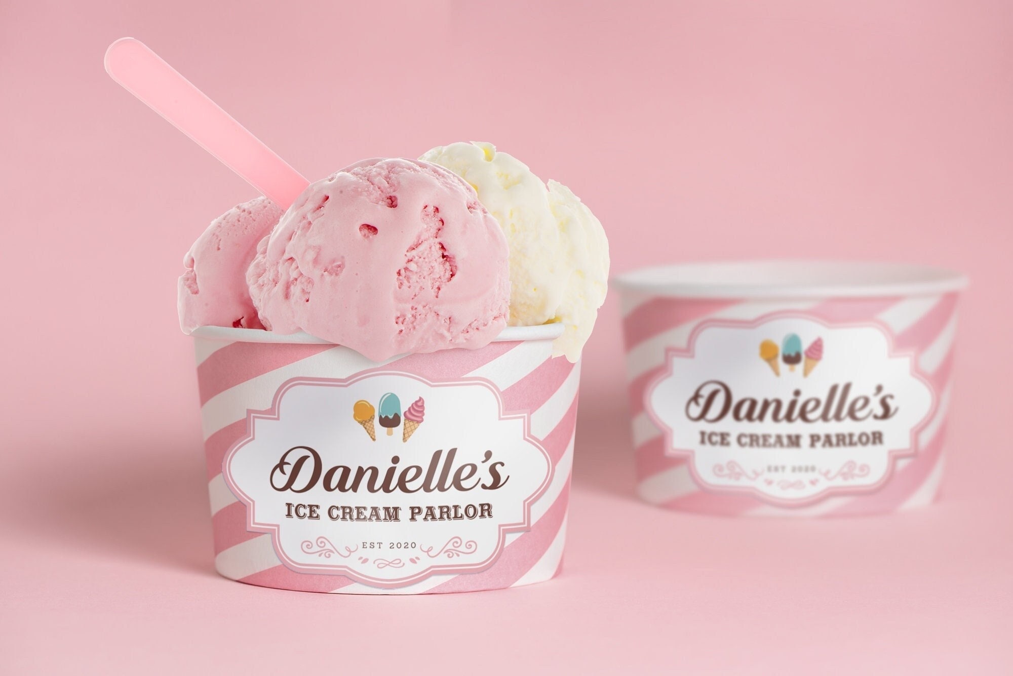 Printable Ice Cream Parlor Sticker, Ice Cream Tub Label, Digital File ...