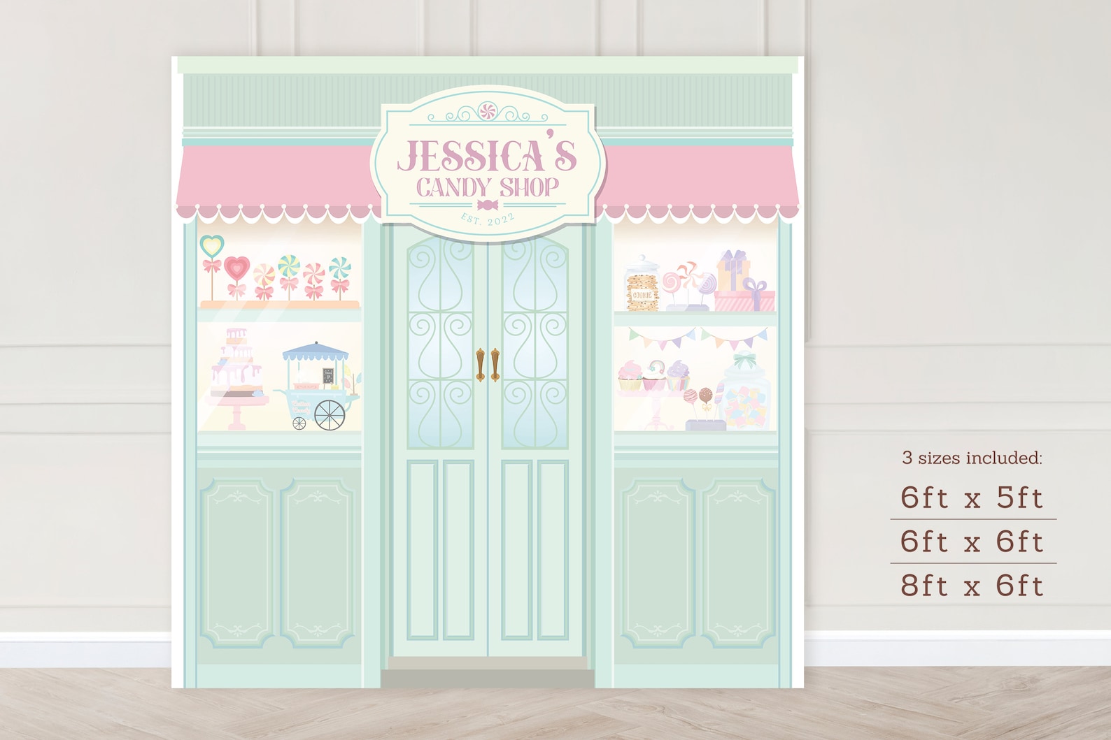 Editable Candy Shop Backdrop, Candy Theme Decor - Etsy