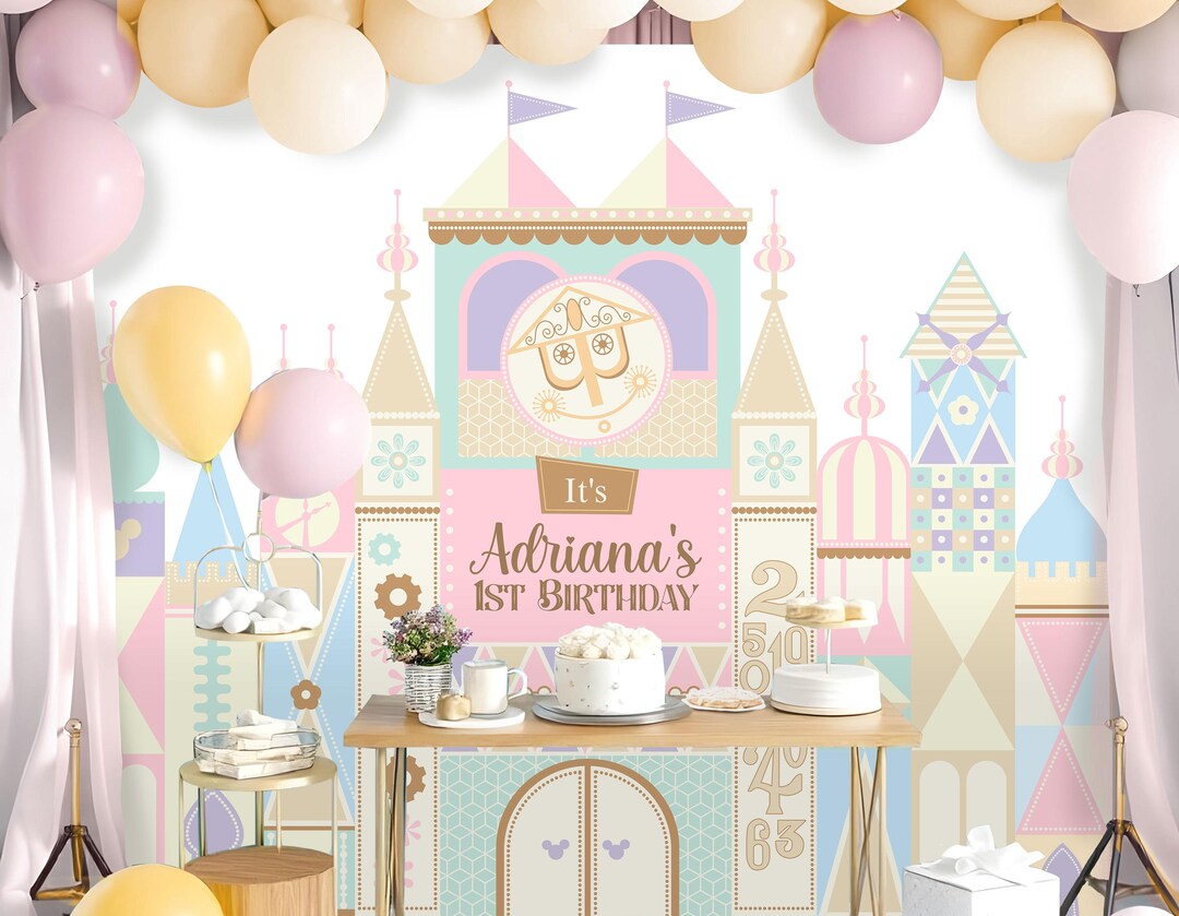 Editable It's A Small World Backdrop, Disneyland Birthday, Magical ...