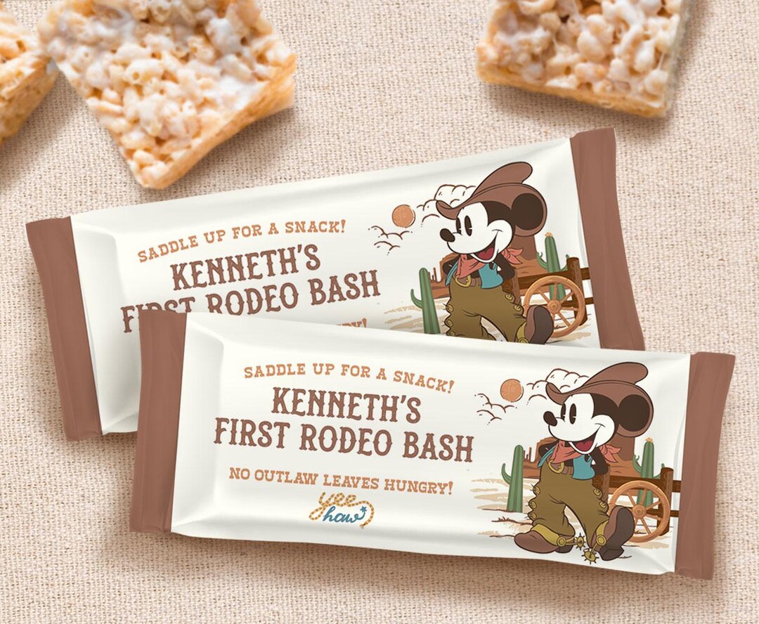 Printable Mickey Rodeo Birthday Rice Crispy Treat Wrapper, Mickey ...