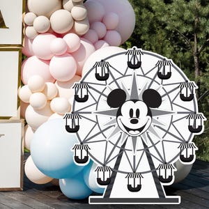 Printable Mickey Ferris Wheel Cutout, Disneyland Birthday Party Stand ...