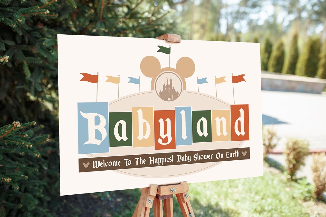 Babyland Baby Shower Party Welcome Sign, Disneyland Party Decoration ...