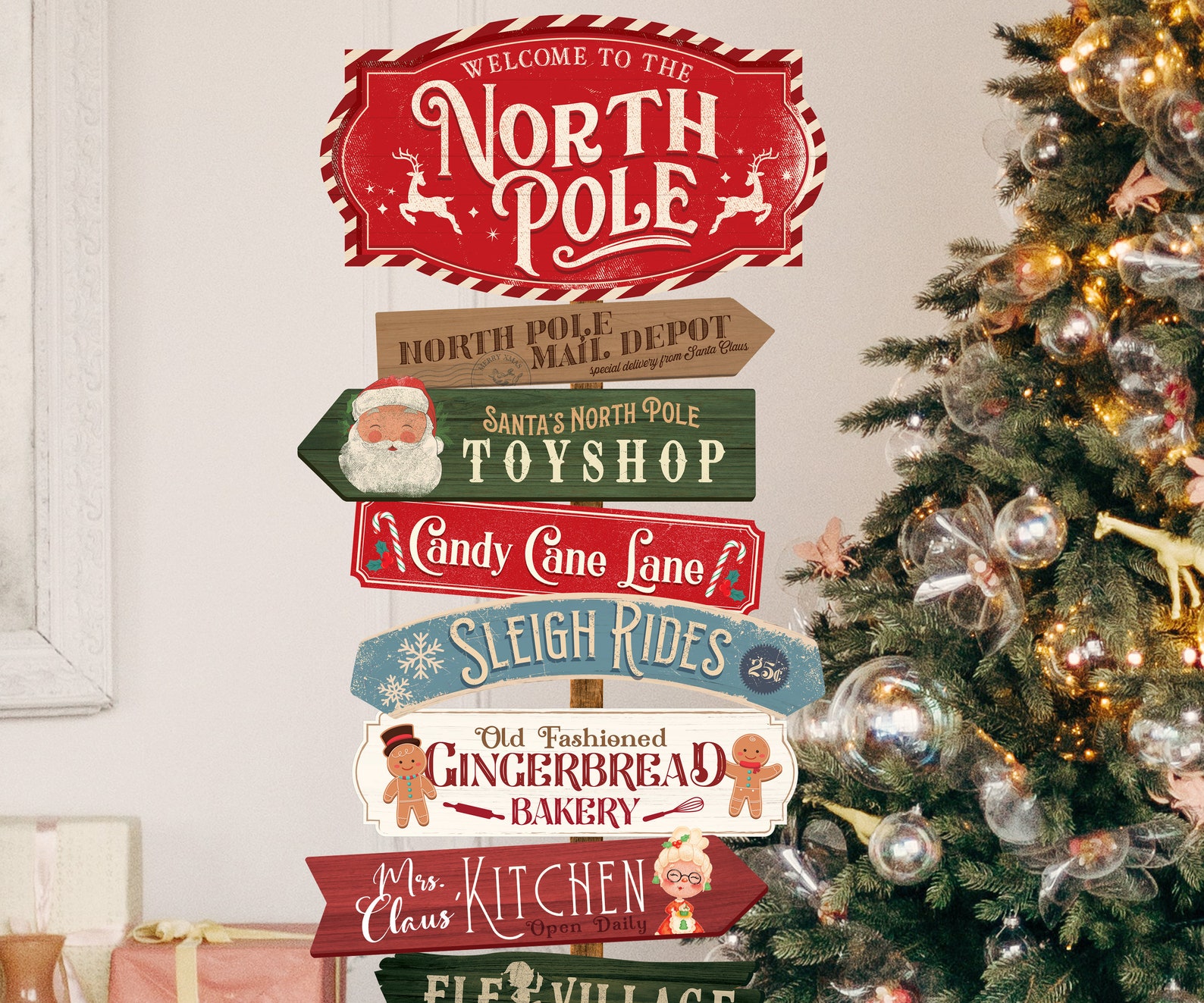 North Pole Directional Sign Christmas Party Decoration - Etsy