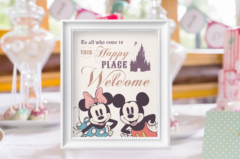 Printable Mickey & Minnie Welcome Sign Mickey Birthday - Etsy