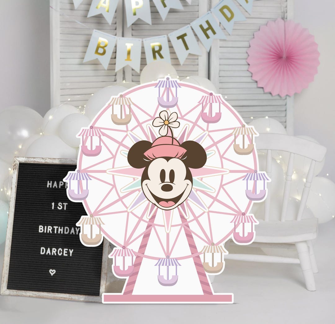 Printable Minnie Ferris Wheel Cutout, Disneyland Birthday Party Stand ...