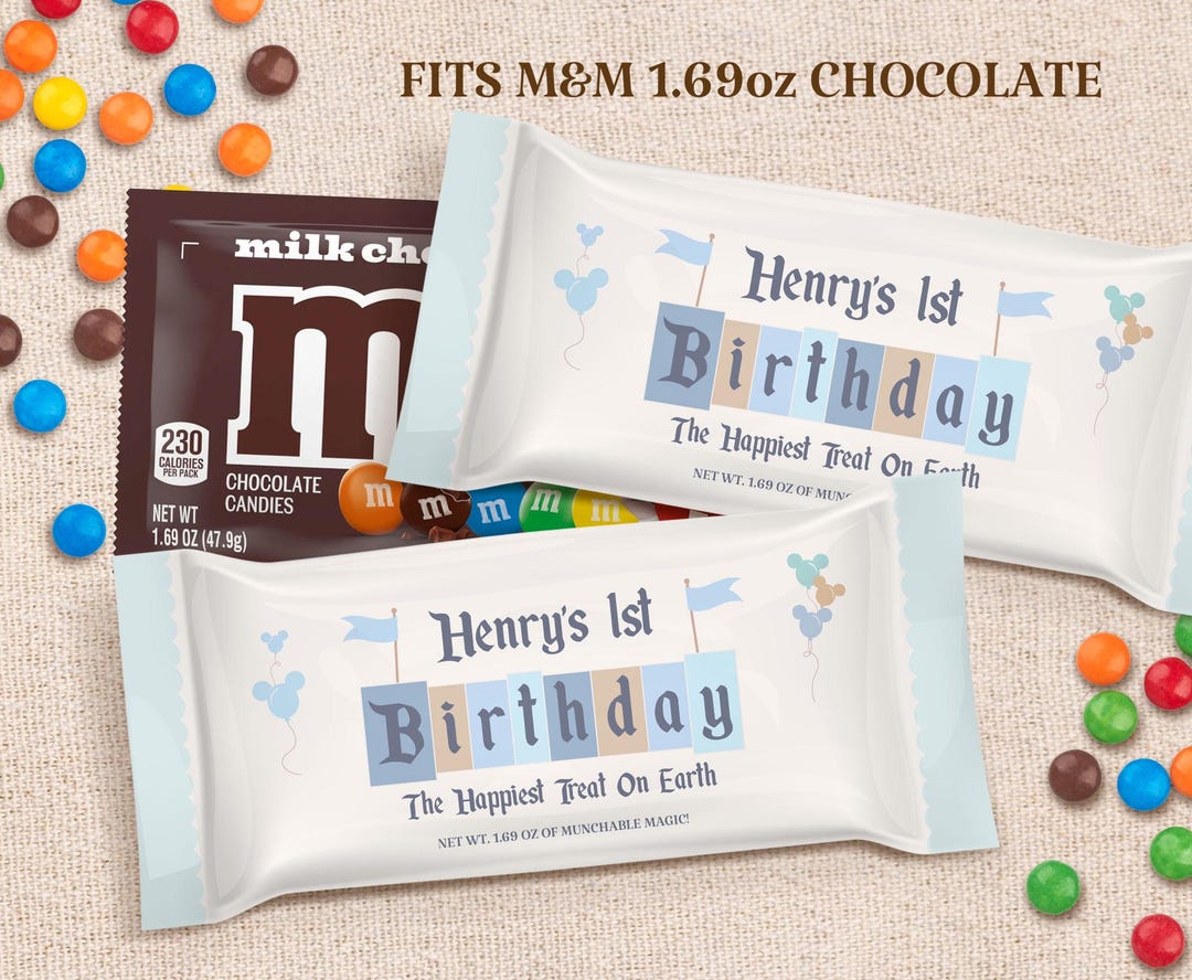 Editable Happiest Birthday on Earth M&M Chocolate Wrapper, Disneyland ...