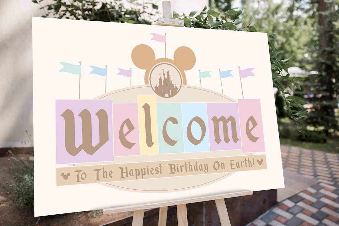 Disneyland Birthday Party Welcome Sign, Disneyland Party Decoration ...