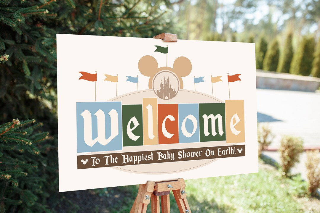 Disneyland Baby Shower Party Welcome Sign, Disneyland Party Decoration ...