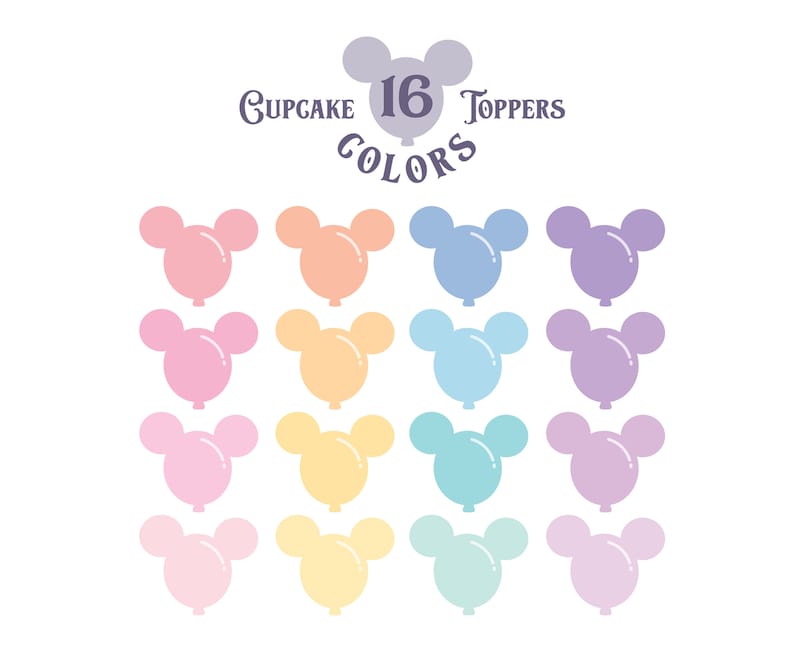 Printable Mickey Balloon Cupcake Toppers Mickey Birthday - Etsy