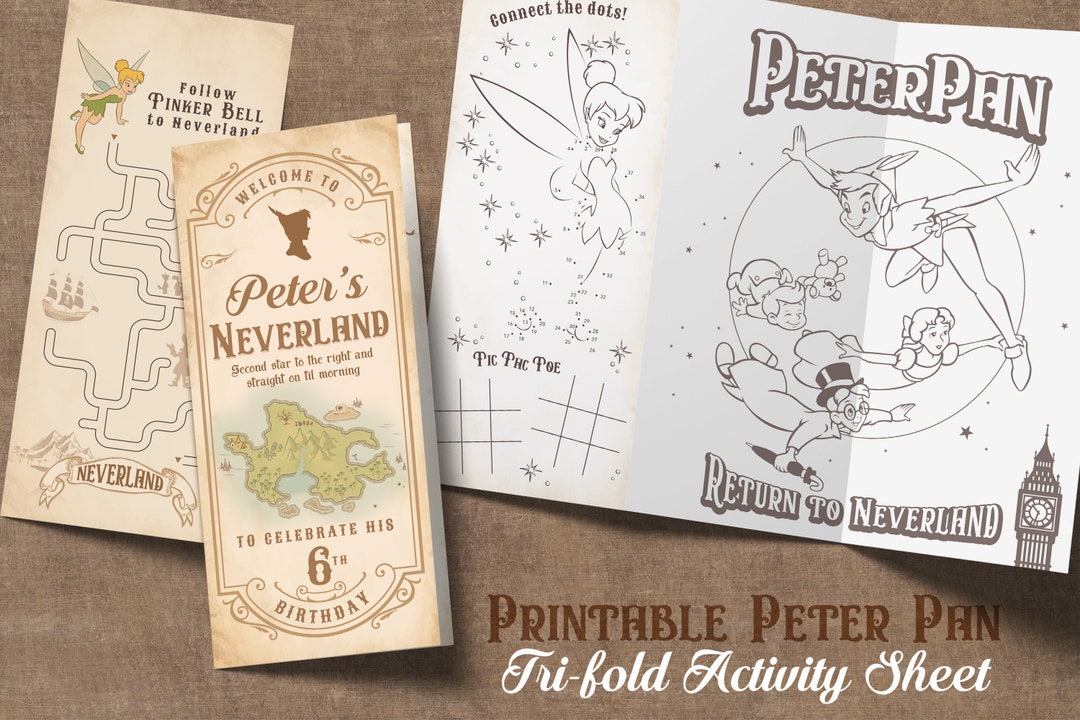 Printable Peter Pan Activity Sheet, Neverland Coloring Page, Kids ...
