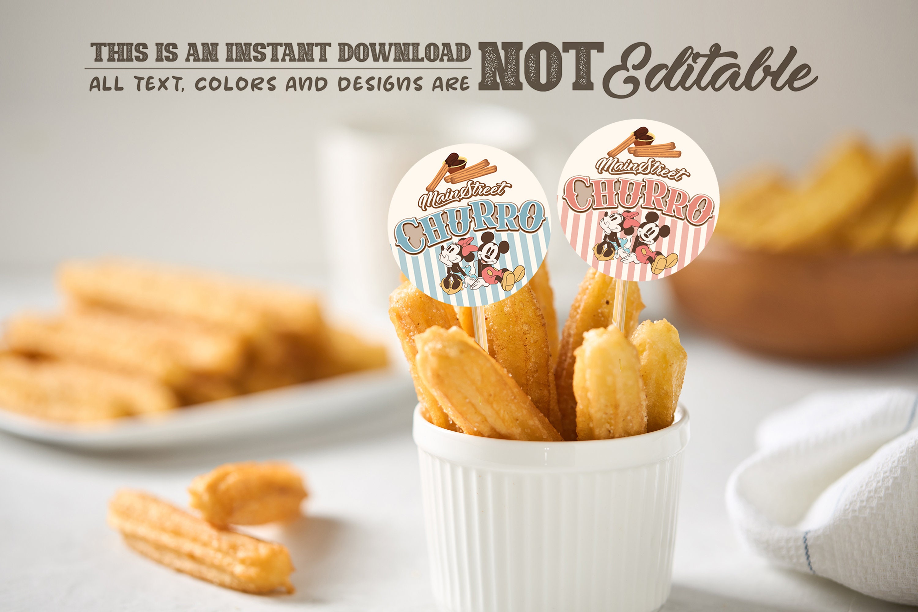 Printable Mickey & Minnie Churro Tags, Churro Toppers, Main Street ...