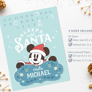 Printable Mickey Christmas Countdown Sign, Days Until Christmas, Advent ...