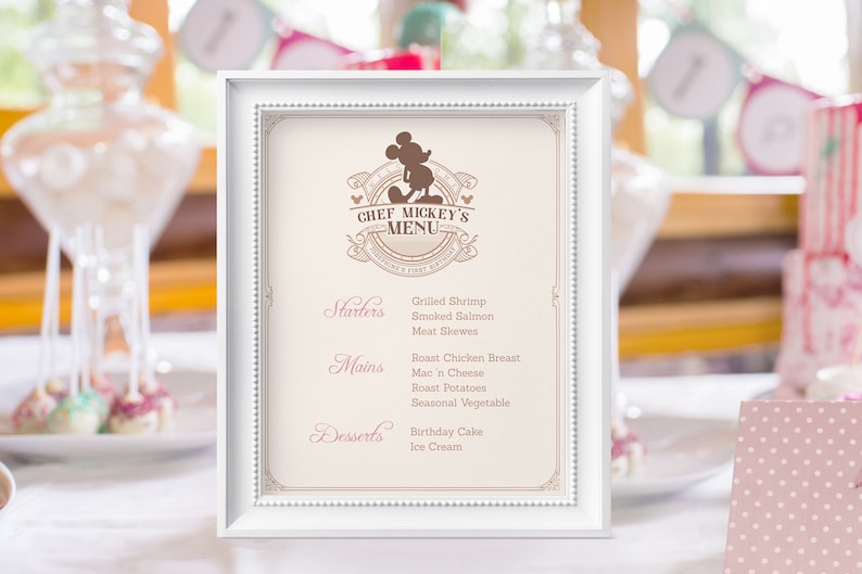 Printable Mickey Customize Menu, Mickey Birthday, Disneyland Party ...