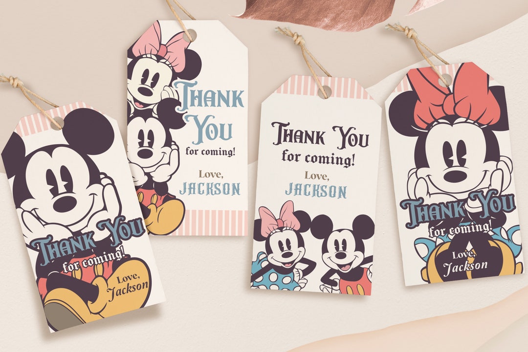 Mickey & Minnie Thank You Tag, Disneyland Birthday Thank You Tag ...