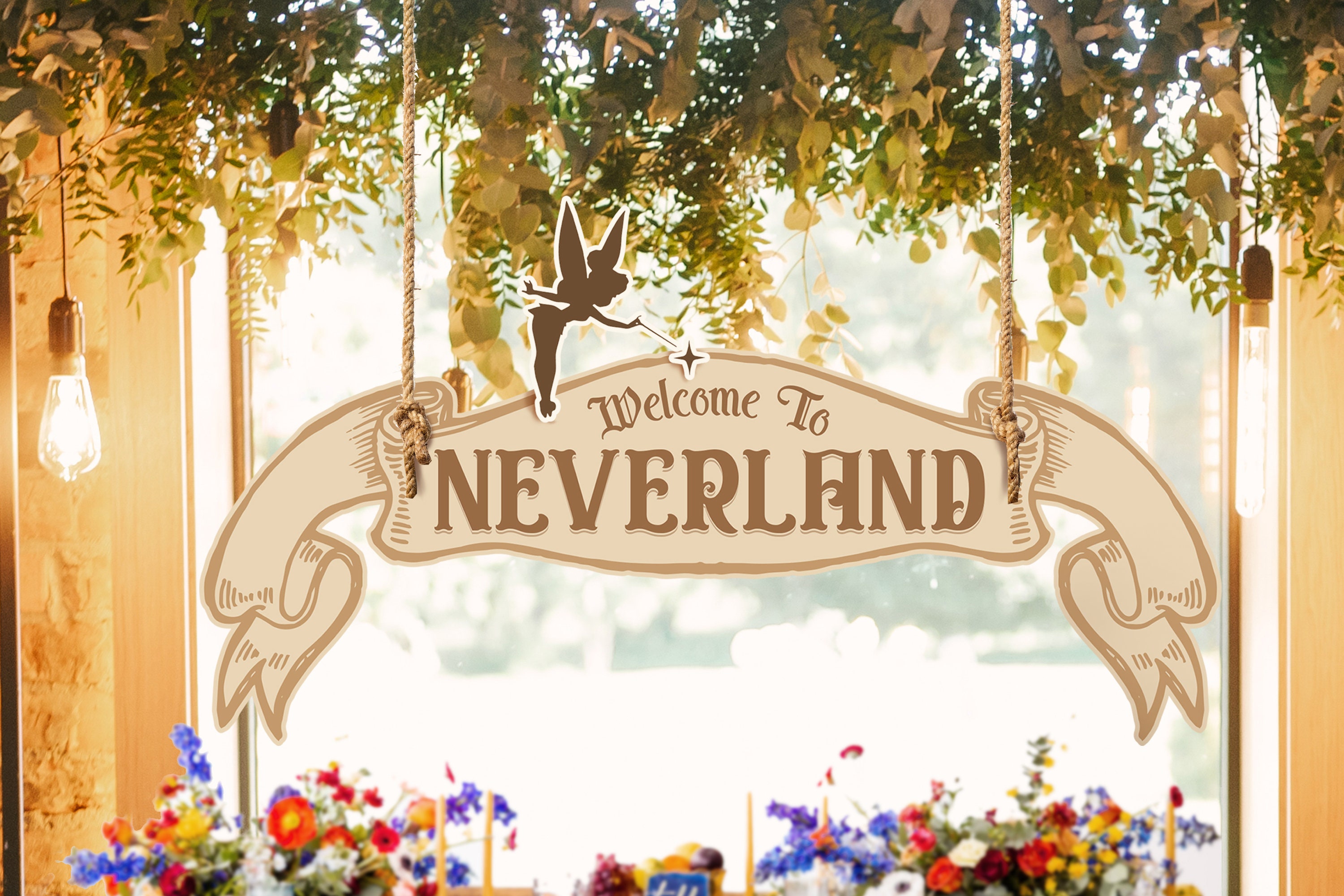 Peter Pan Birthday Sign Neverland Signs Banner Party Supplies