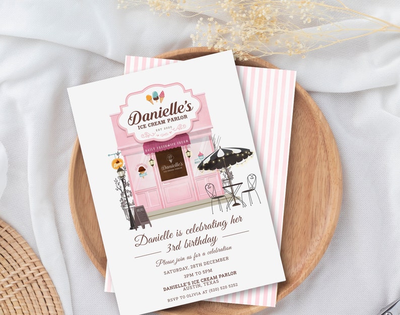 Ice Cream Invitation, Ice Cream Parlor Party, Kids Birthday Party ...