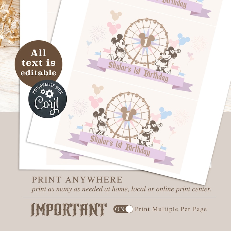 Printable Disneyland Gable Box Label, Disney World Favors Label, Mickey ...