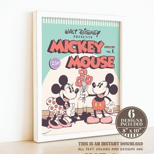 Vintage Mickey Poster, Mickey Party Decoration, Disneyland Party ...