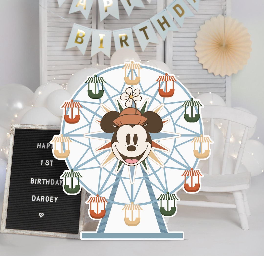 Printable Minnie Ferris Wheel Cutout, Disneyland Birthday Party Stand ...