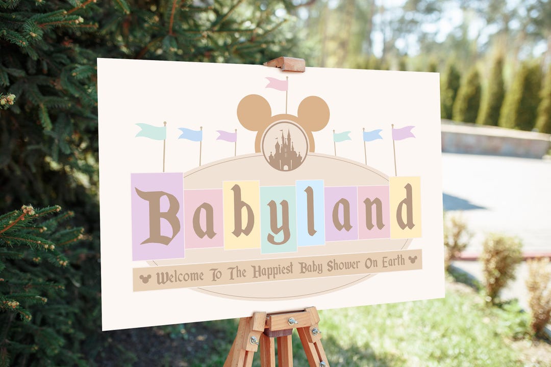 Babyland Baby Shower Party Welcome Sign, Disneyland Party Decoration ...
