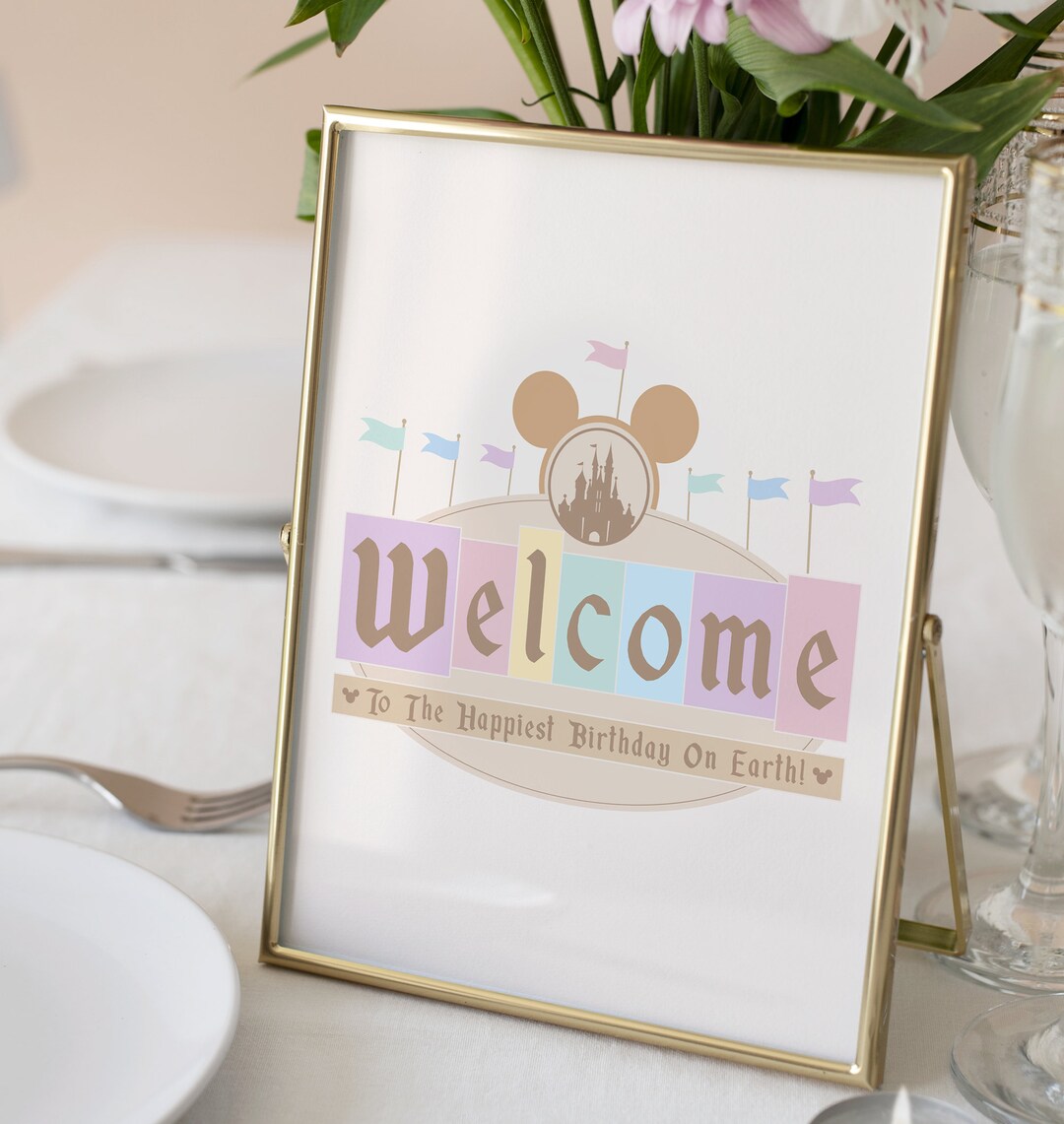 Printable Disneyland Birthday Sign, Happiest Birthday on Earth, Mickey ...