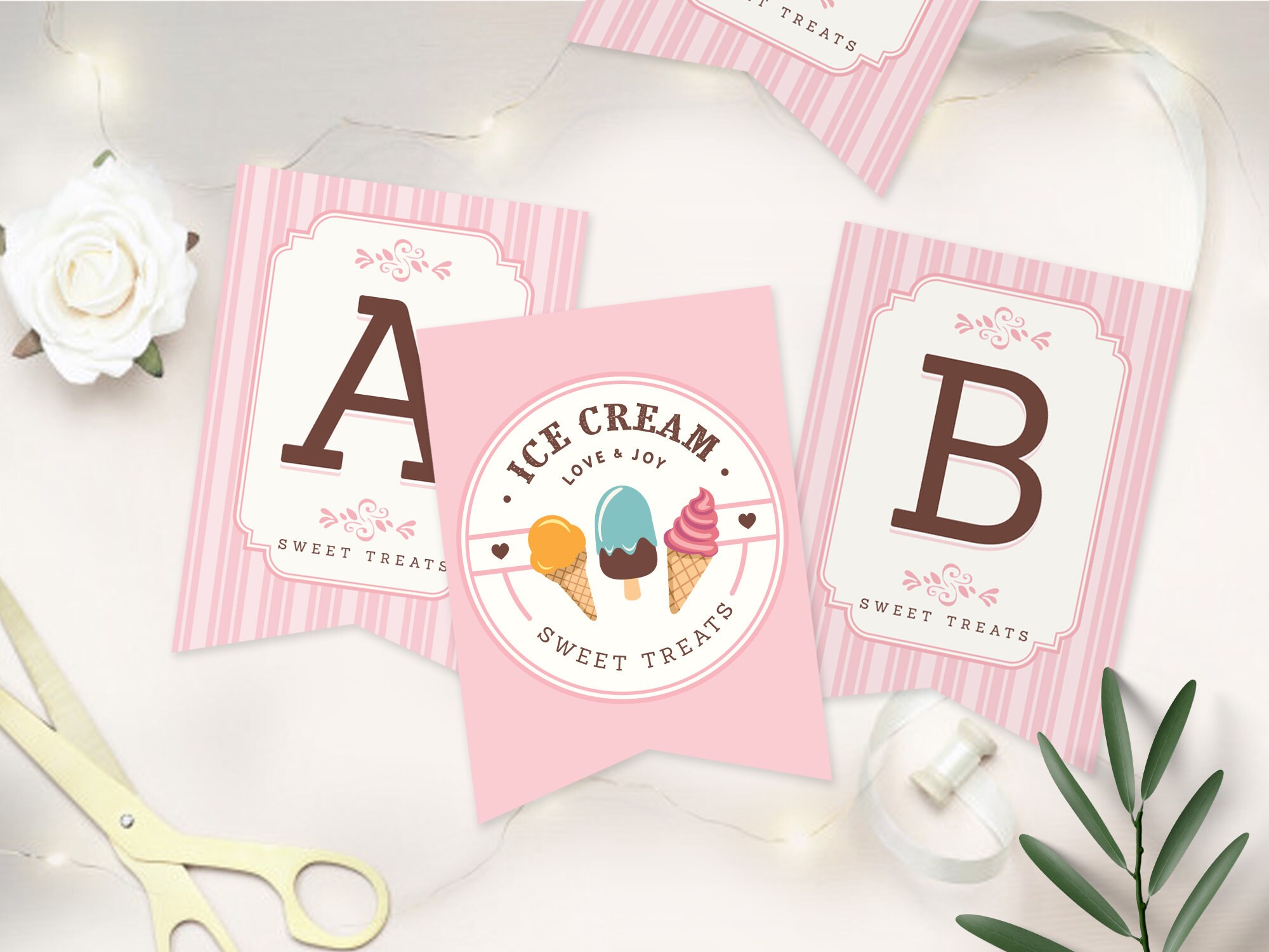 PRINTABLE Ice Cream Party Banner Birthday Banner Ice Cream Party Ready ...