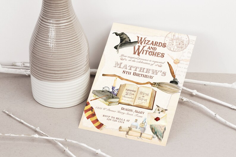 Wizard Invitation, Magical Birthday Invitation, Birthday Party ...